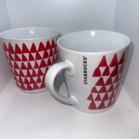 Starbucks | Kitchen | 2 Starbucks Mug 26 White Red Triangle Trees ...